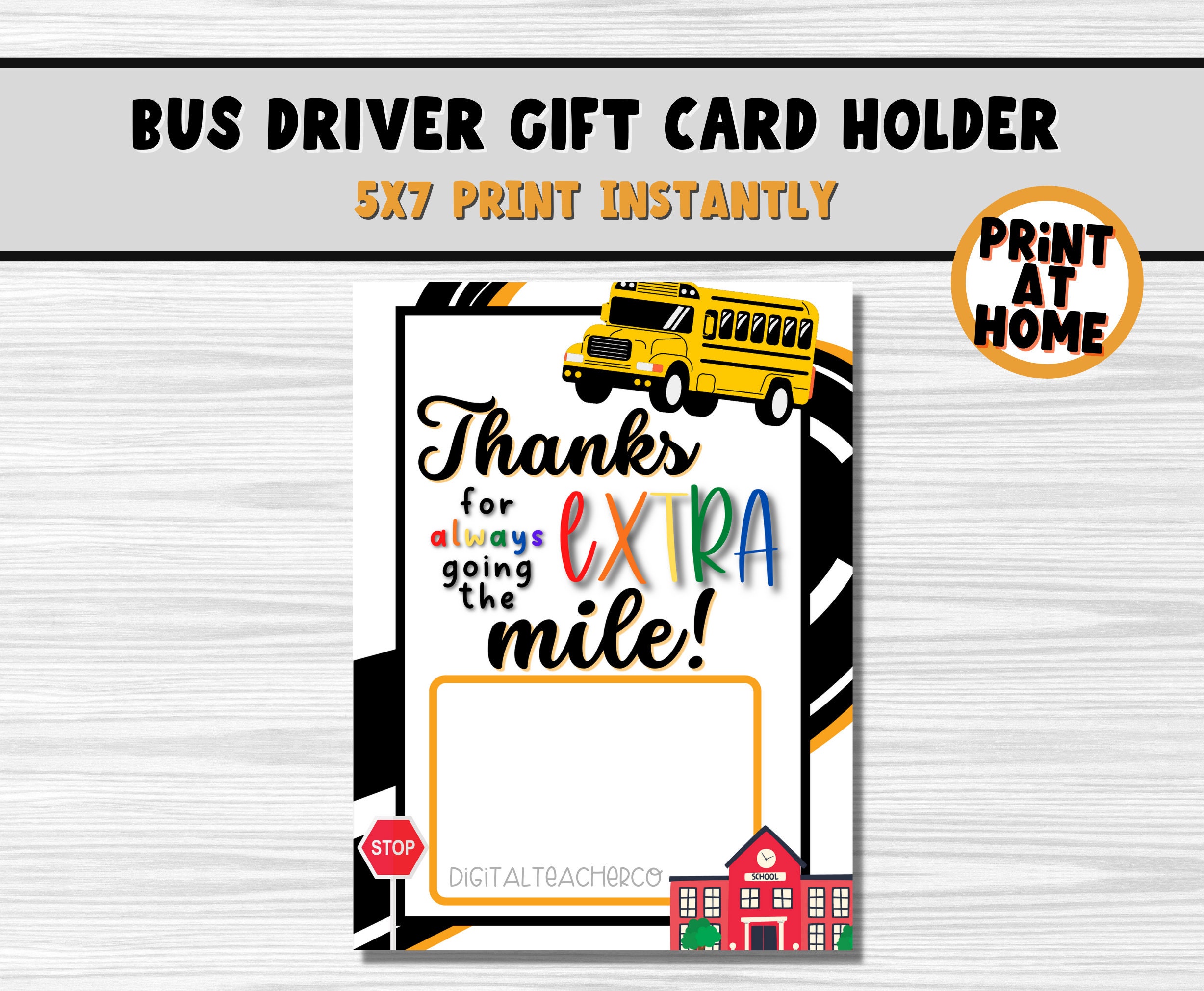 Bus Driver Appreciation Extra Mile Personalizable Gift Card Holder - Etsy
