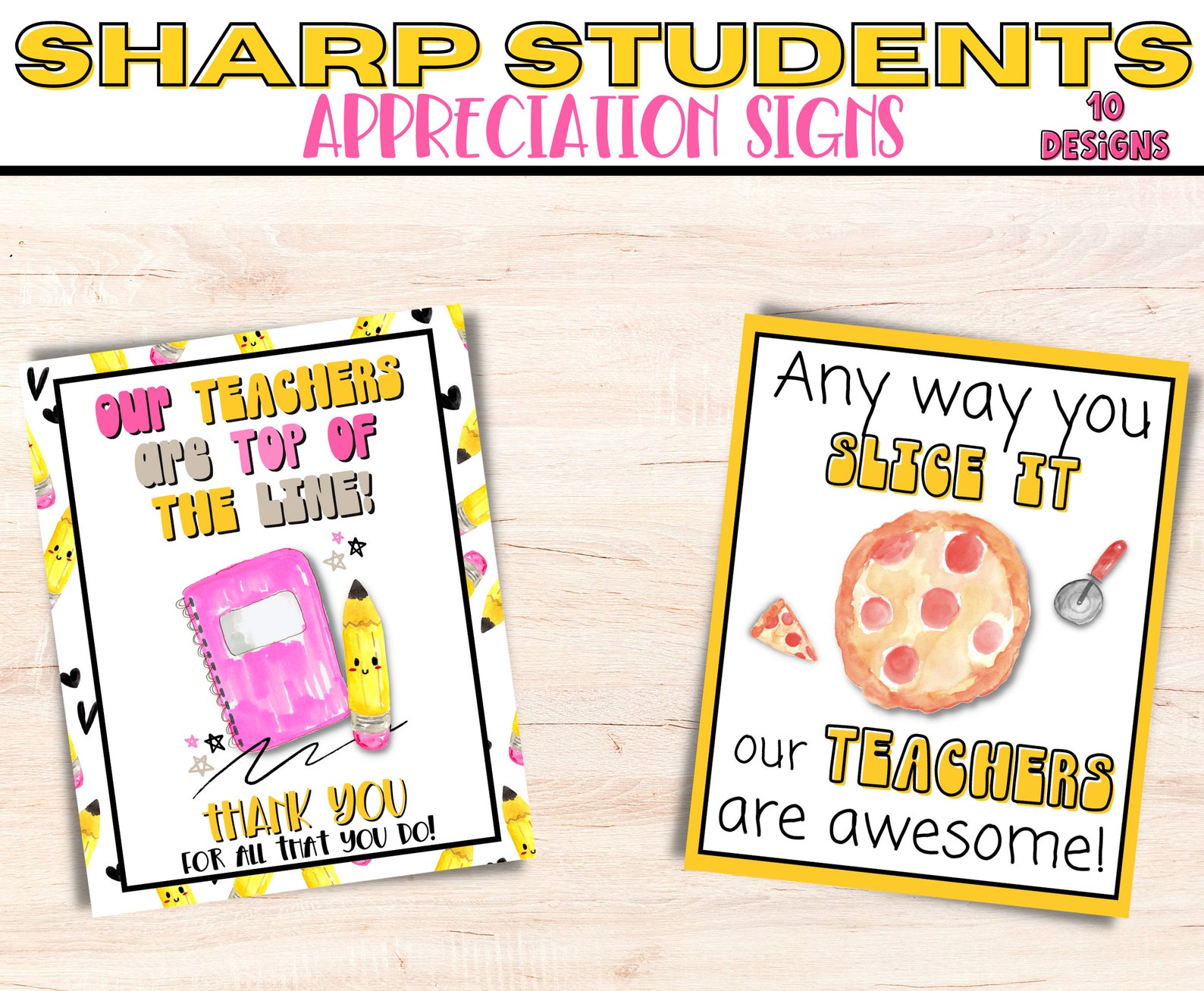 Sharp Students Teacher Appreciation Sign Bundle | Printable DIY Teacher ...