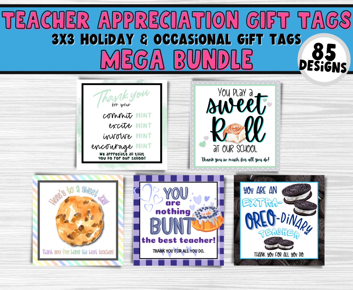 School STAFF & TEACHER Appreciation Gift Tag Bundle Printable Tags for ...