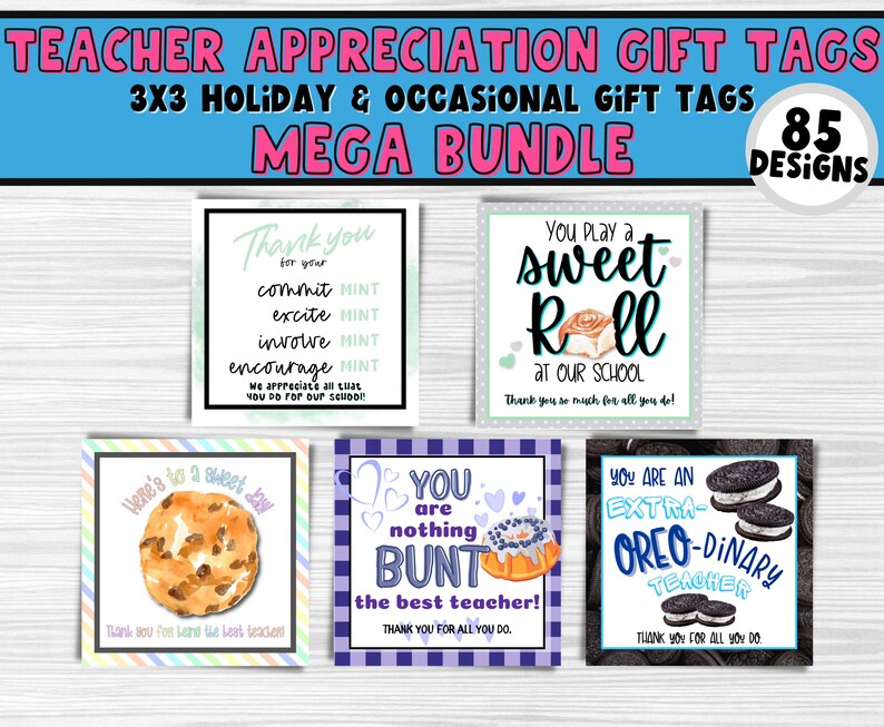 School STAFF & TEACHER Appreciation Gift Tag Bundle Printable Tags for ...