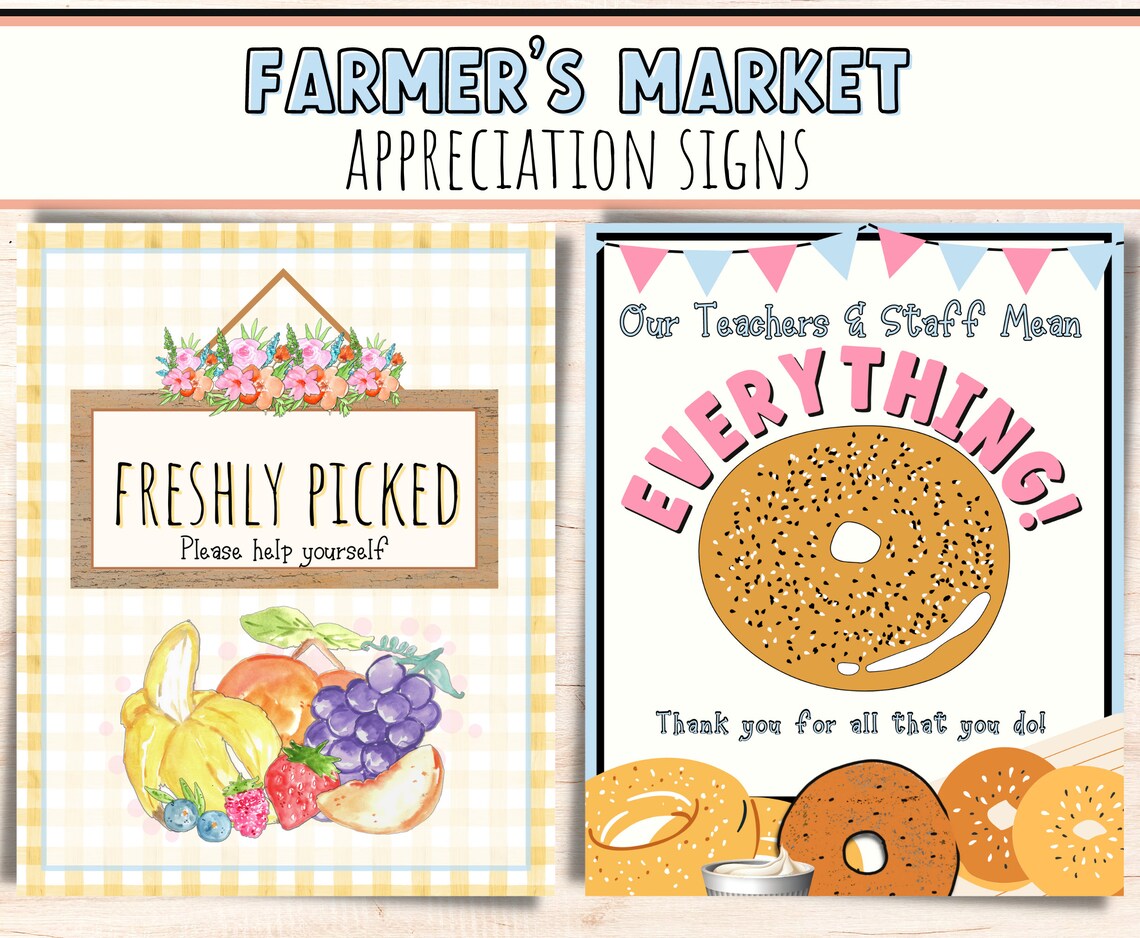 Farmer's Market Teacher Appreciation Sign Bundle | Printable DIY ...