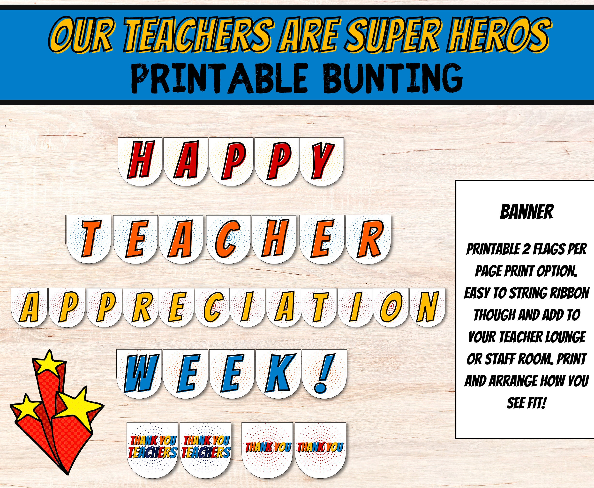 Teacher Appreciation Week Printable Editable Super Hero Comic Bundle ...