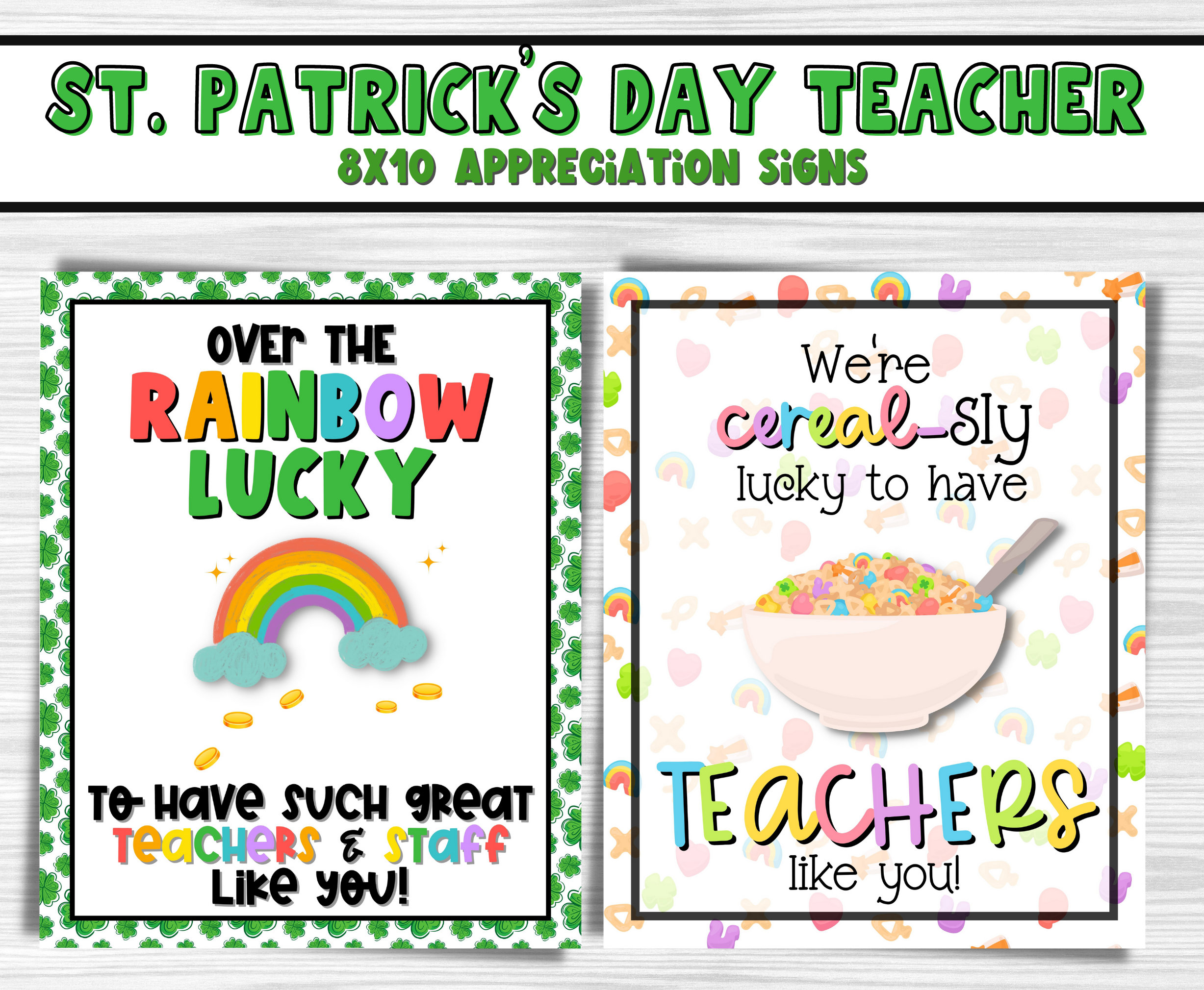 St. Patrick's Day Teacher Appreciation Sign Bundle | Thank a Teacher ...