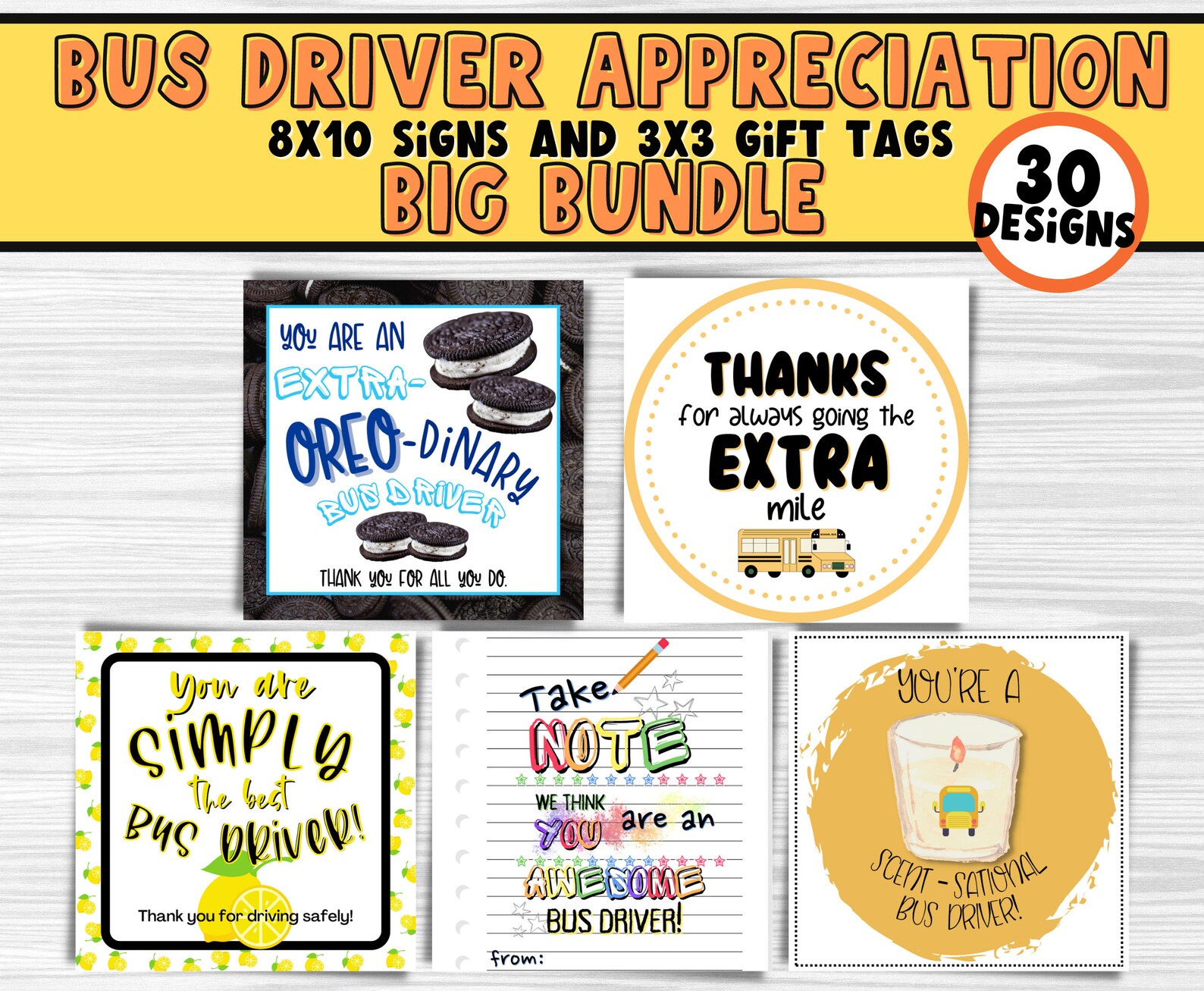 Bus Driver Appreciation Sign and Tag Bundle | Bus Driver Safety Week ...