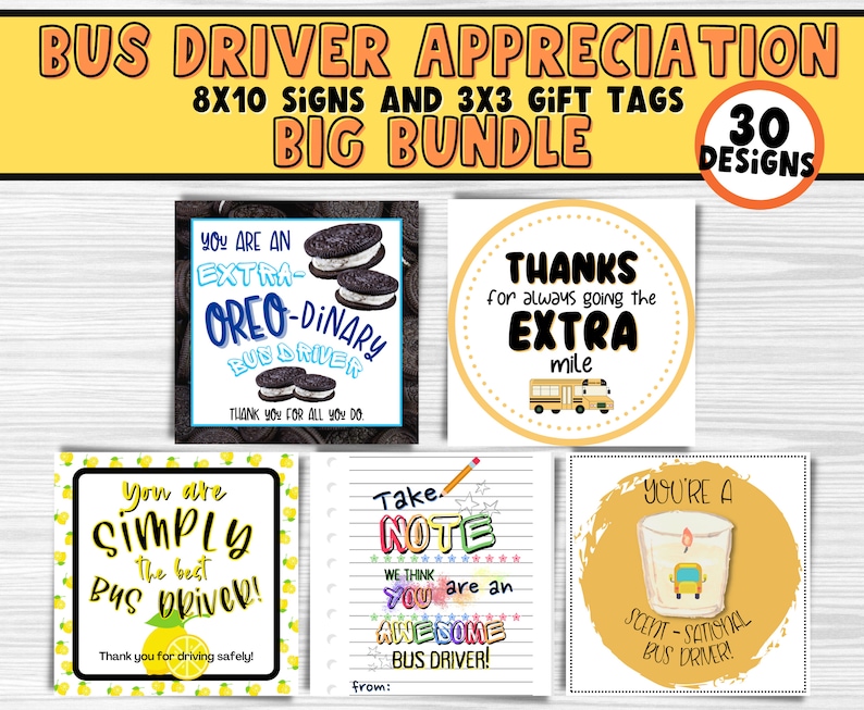 Bus Driver Appreciation Sign and Tag Bundle | Bus Driver Safety Week ...