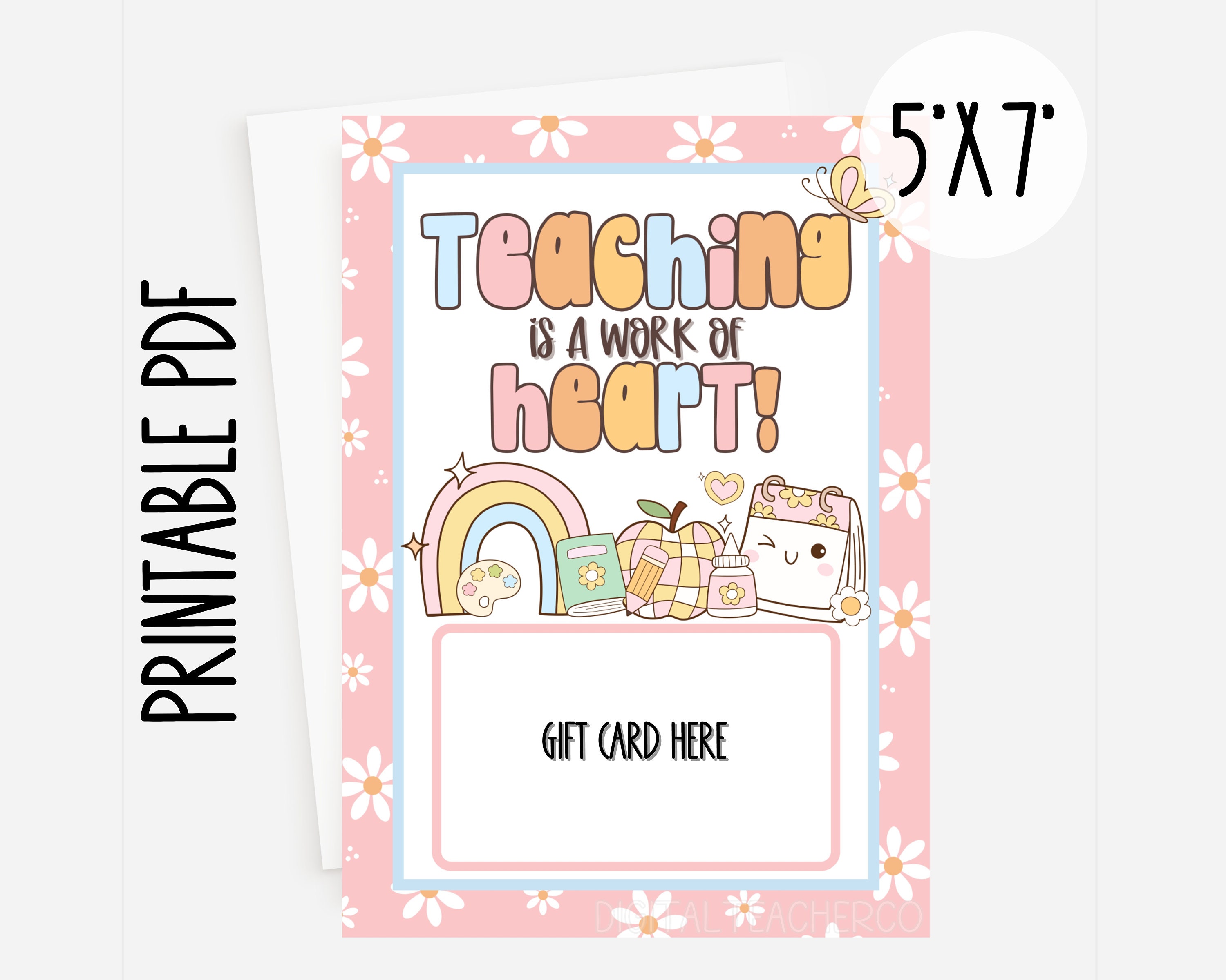 Sweet Teacher Gift Card Printable Teacher Appreciation Instant Download ...