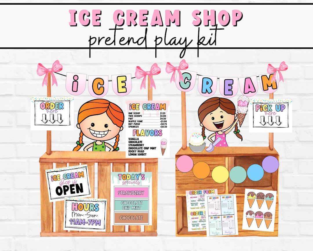 Pretend Play Ice Cream Shop Kit for Preschool | Dramatic Play Printable ...