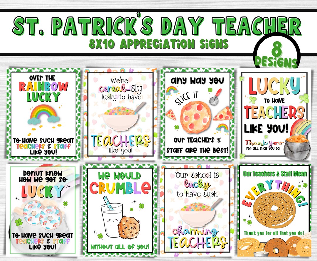 St. Patrick's Day Teacher Appreciation Sign Bundle | Thank a Teacher ...