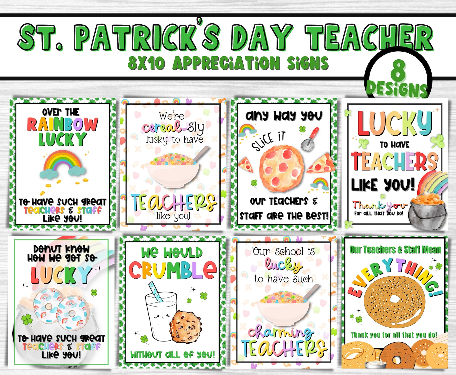 St. Patrick's Day Teacher Appreciation Sign Bundle | Thank a Teacher ...