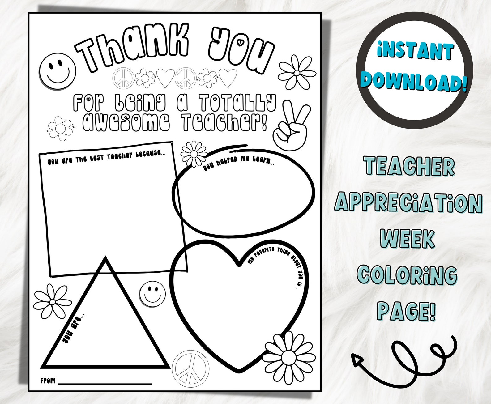 Teacher Appreciation Week Printable Coloring Page | Teacher Worksheet ...