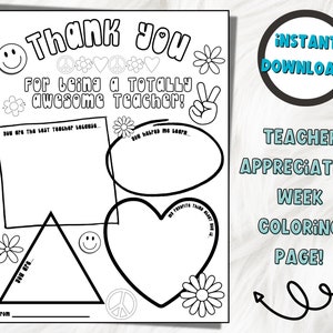 Teacher Appreciation Week Printable Coloring Page | Teacher Worksheet ...