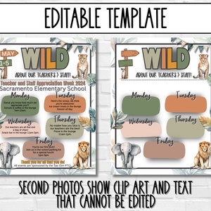 Wild Safari Teacher Appreciation Week Itinerary & Printable Bundle ...