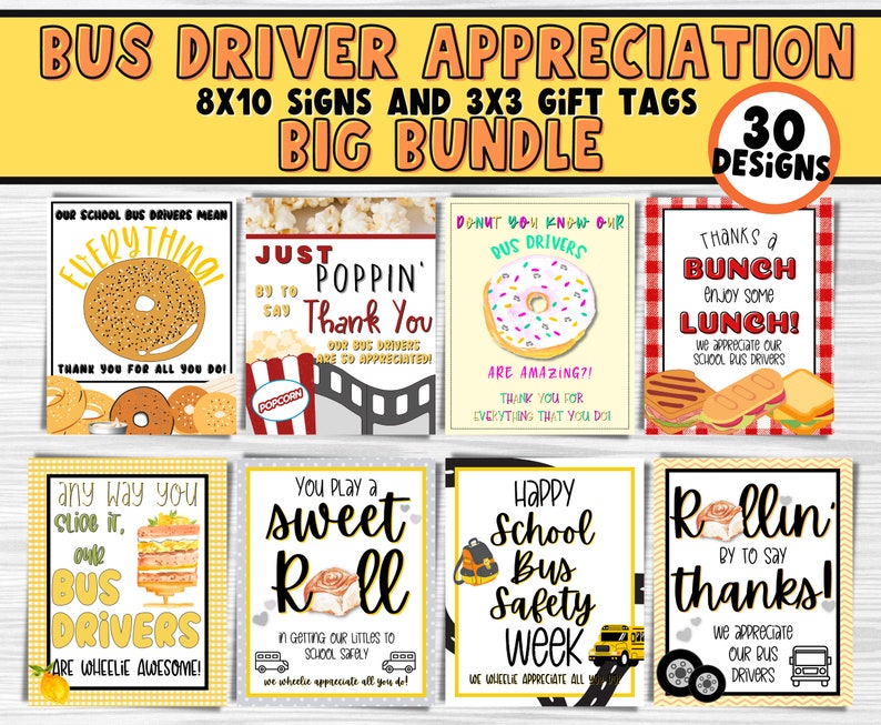 Bus Driver Appreciation Sign and Tag Bundle | Bus Driver Safety Week ...