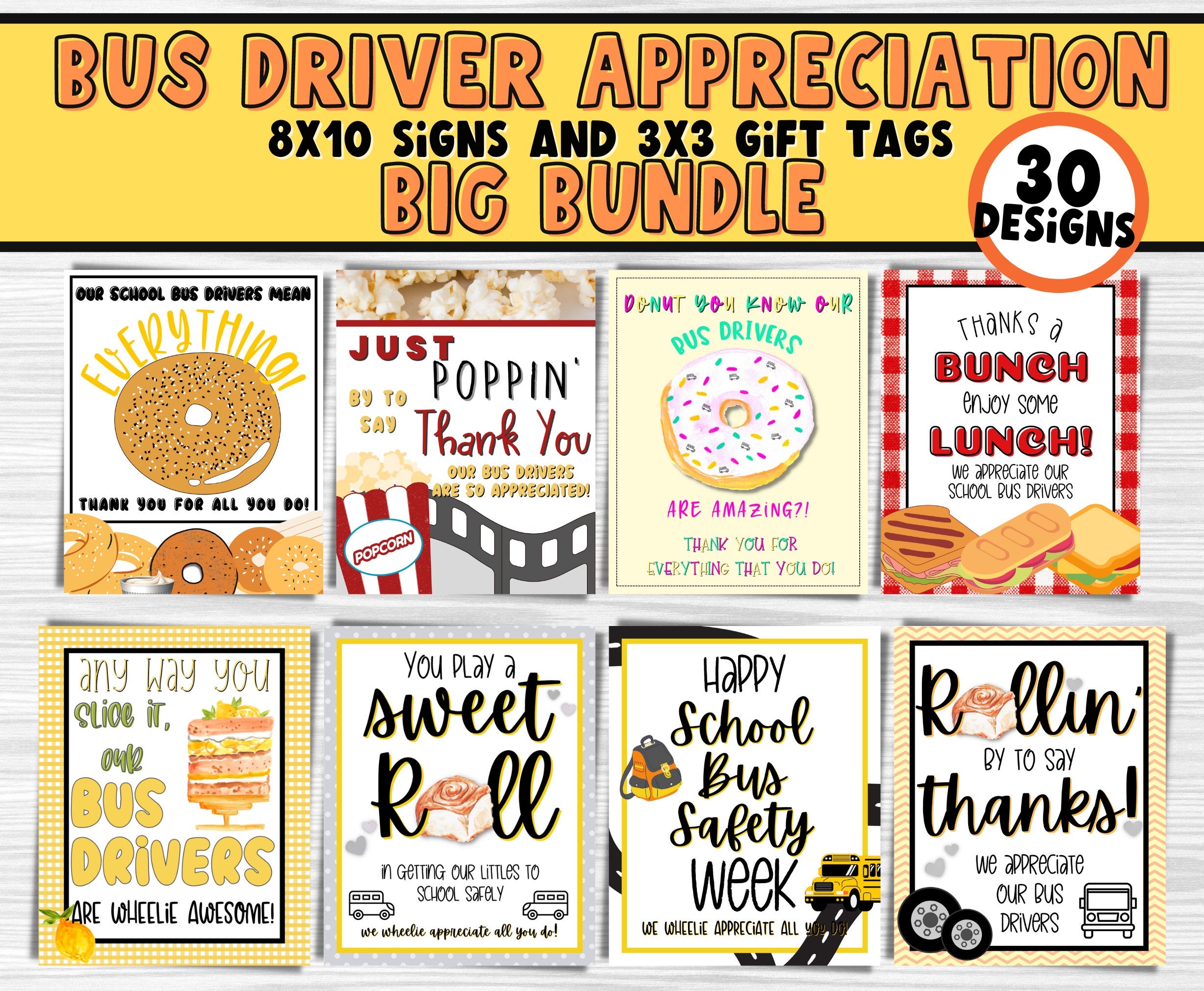 Bus Driver Appreciation Sign and Tag Bundle | Bus Driver Safety Week ...