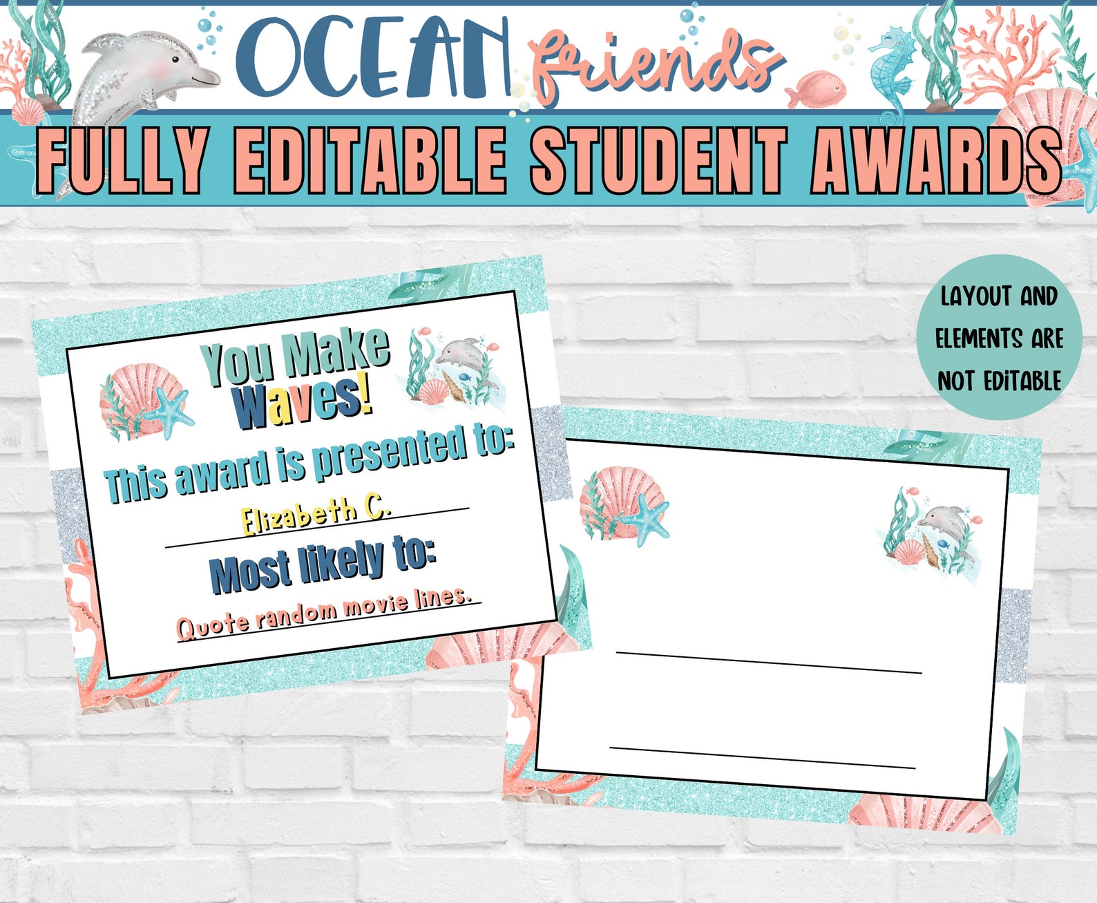 Ocean Theme End of School Year Kit | Teacher Kit | Preschool Diploma ...