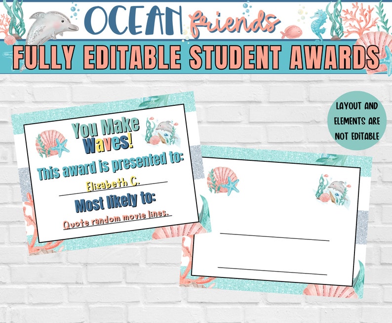 Ocean Theme End of School Year Kit Teacher Kit Preschool Diploma DIY ...