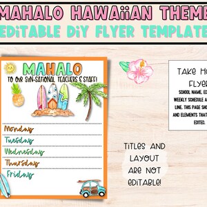 Mahalo Teacher Appreciation Editable Itinerary Schedule for Students ...