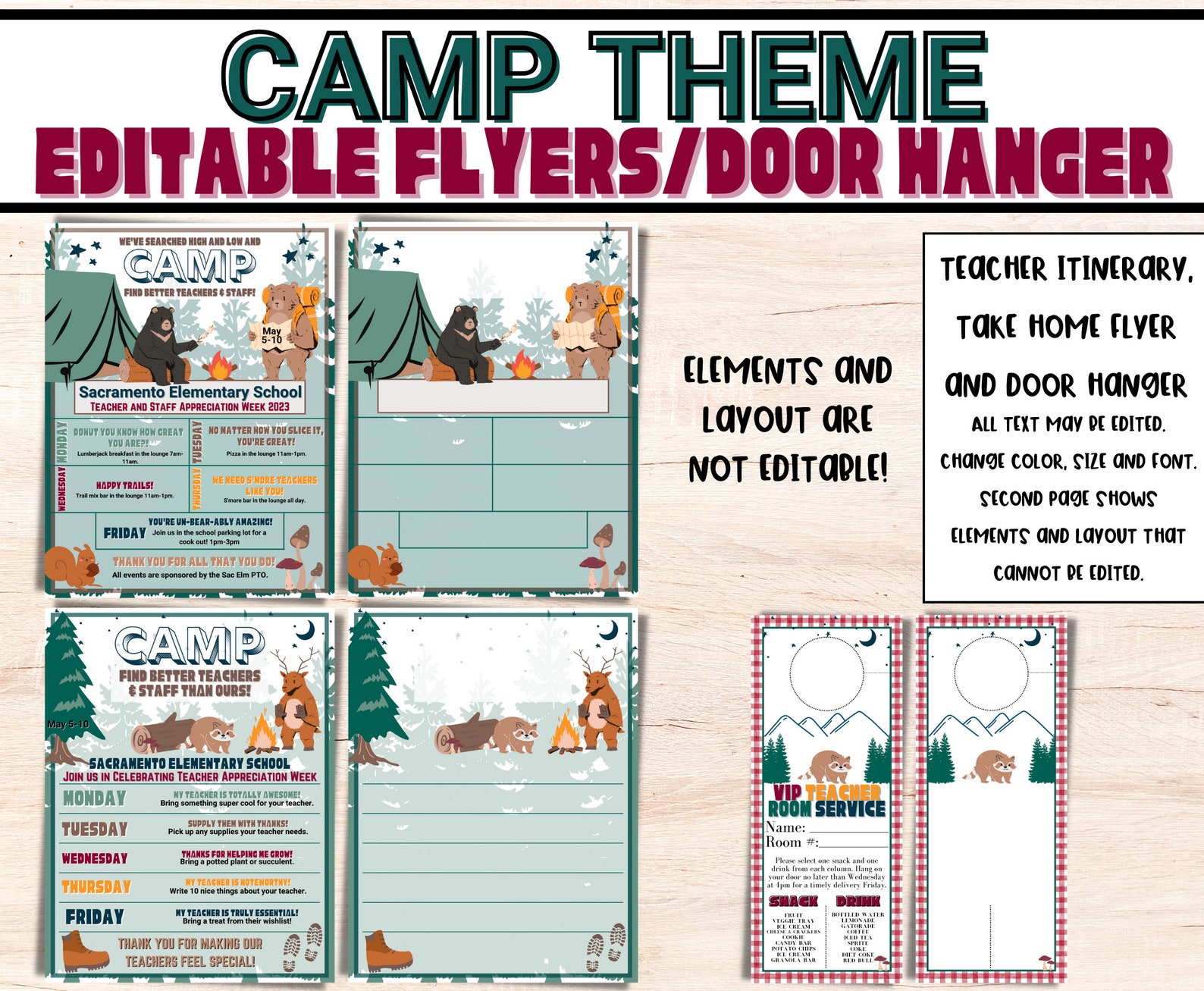 Camp Teacher Appreciation Week Itinerary & Printable Bundle | Outdoor ...