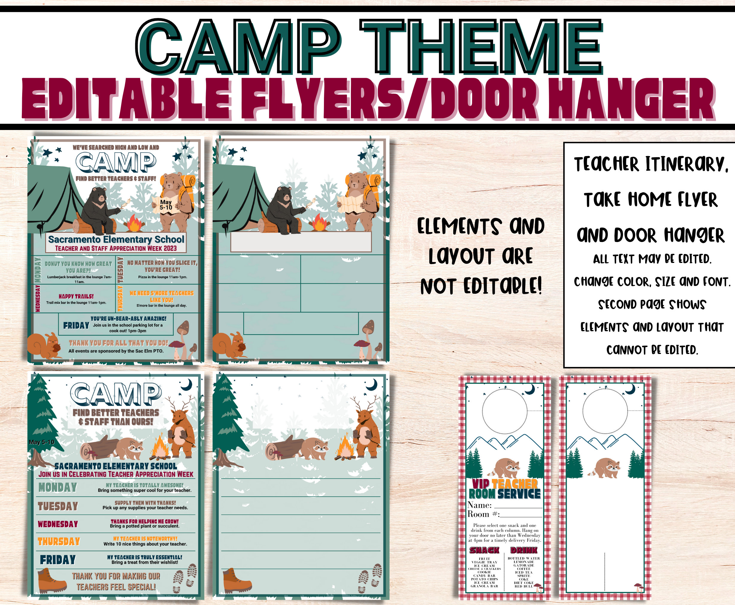 Camp Teacher Appreciation Week Itinerary & Printable Bundle | Outdoor ...