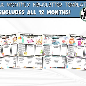Yearly PTO/PTA Newsletter Editable Template for School. Parent Teacher ...