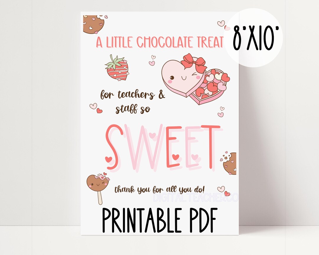 Valentine Sweet Treat Sign for Teachers | Teacher Appreciation Gift ...