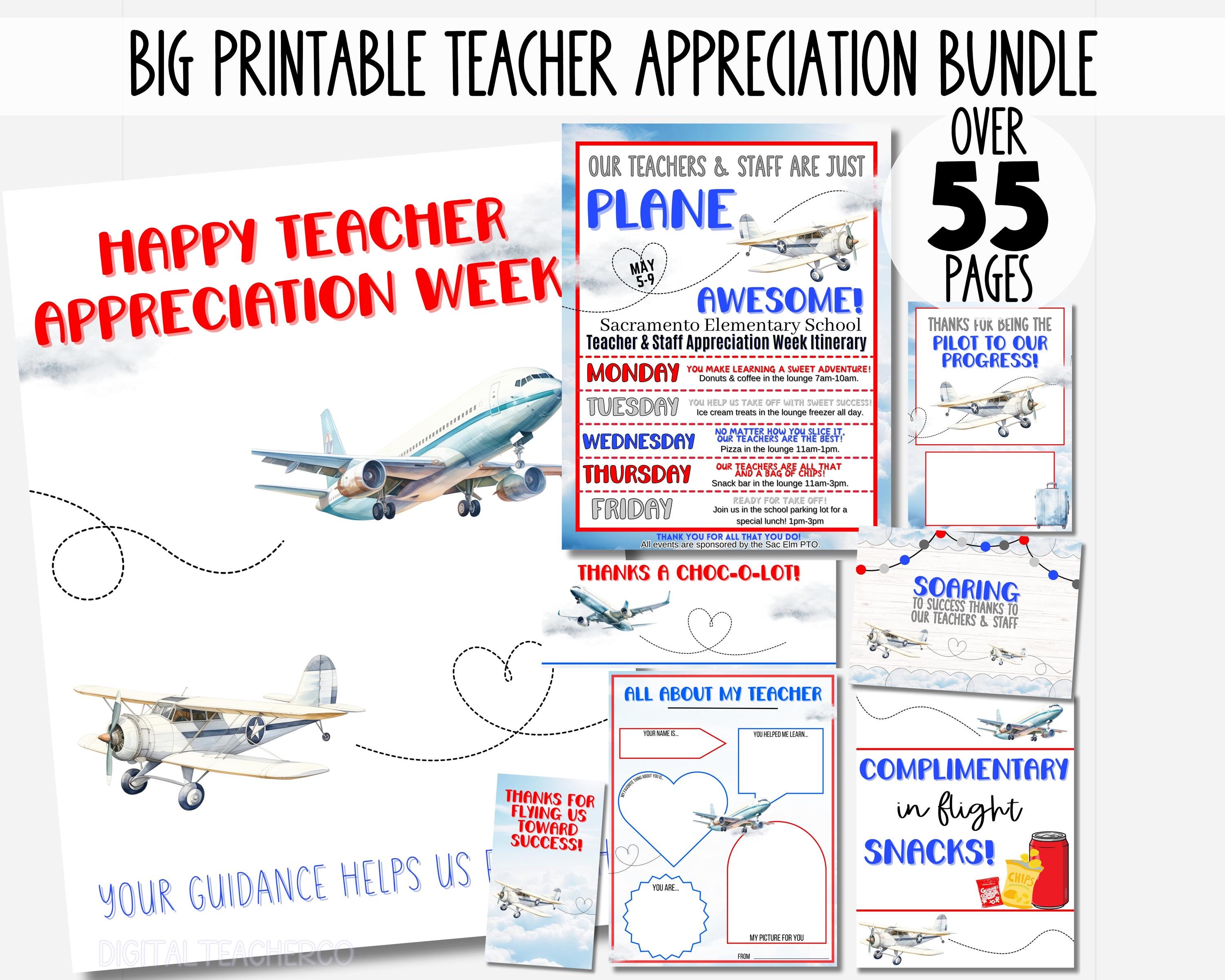 Plane and Travel Theme Teacher Appreciation Week Kit | Teacher ...