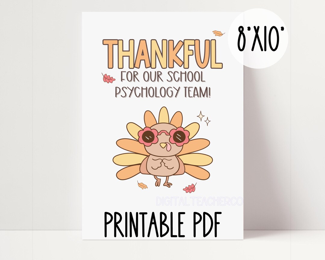 Thankful School Psychologist Appreciation Printable Sign | National ...