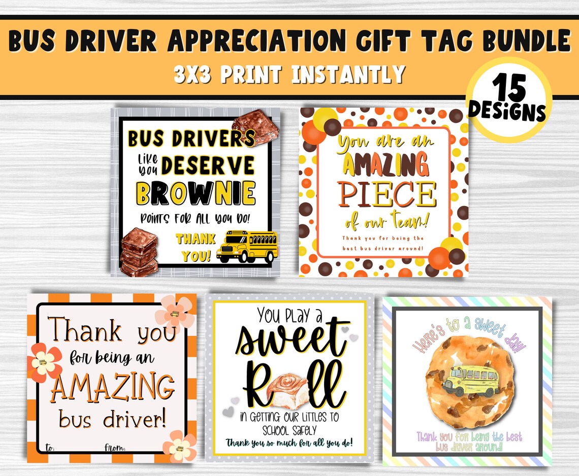 BUS DRIVER Safety Week Appreciation Gift Tag Bundle Coffee, Snack ...