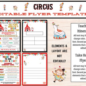 Circus Teacher Appreciation Week Printable Editable Themed Bundle | DIY ...