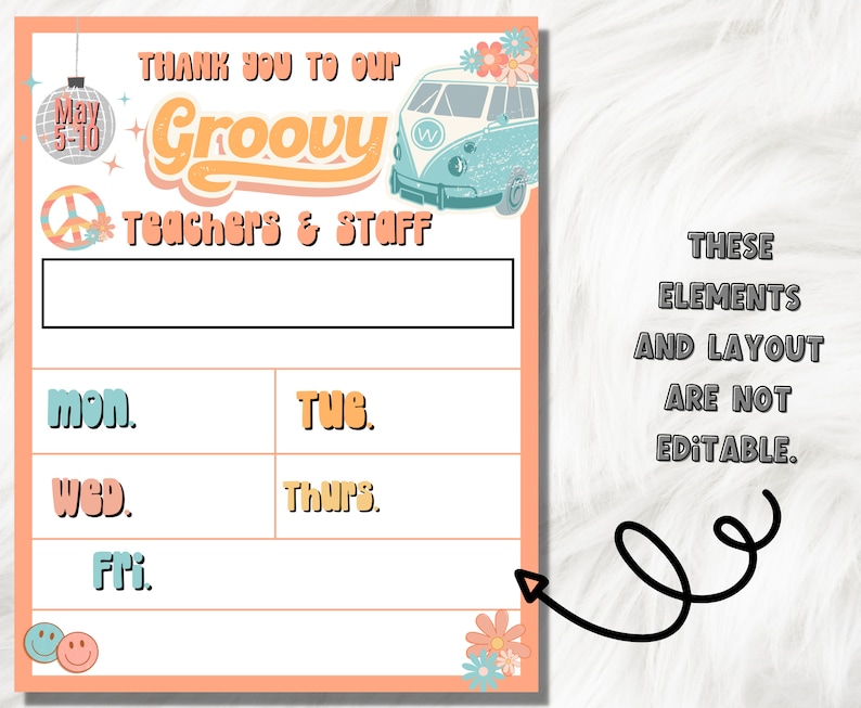 Groovy Retro Teacher Appreciation Editable Itinerary Schedule ...