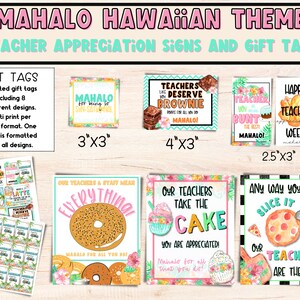 Mahalo Hawaiian Teacher Appreciation Sign and Gift Tag Bundle ...