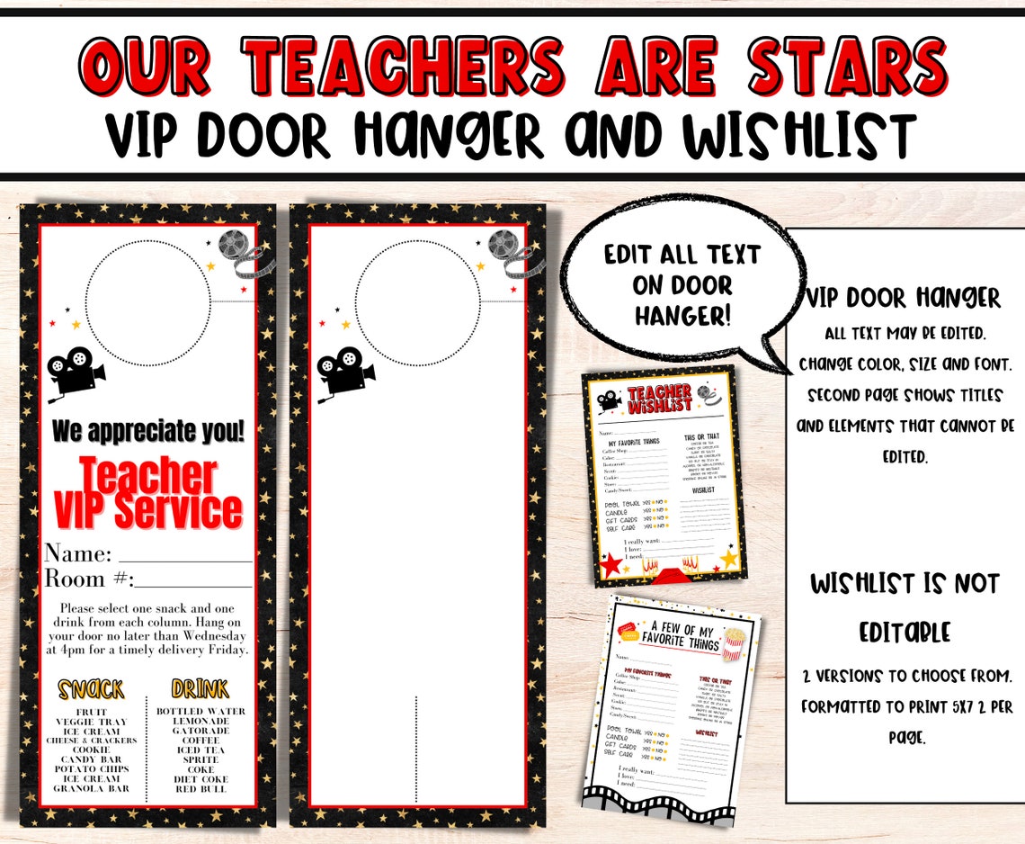 Movie Star Theme Teacher Appreciation Week Printable Editable Bundle ...