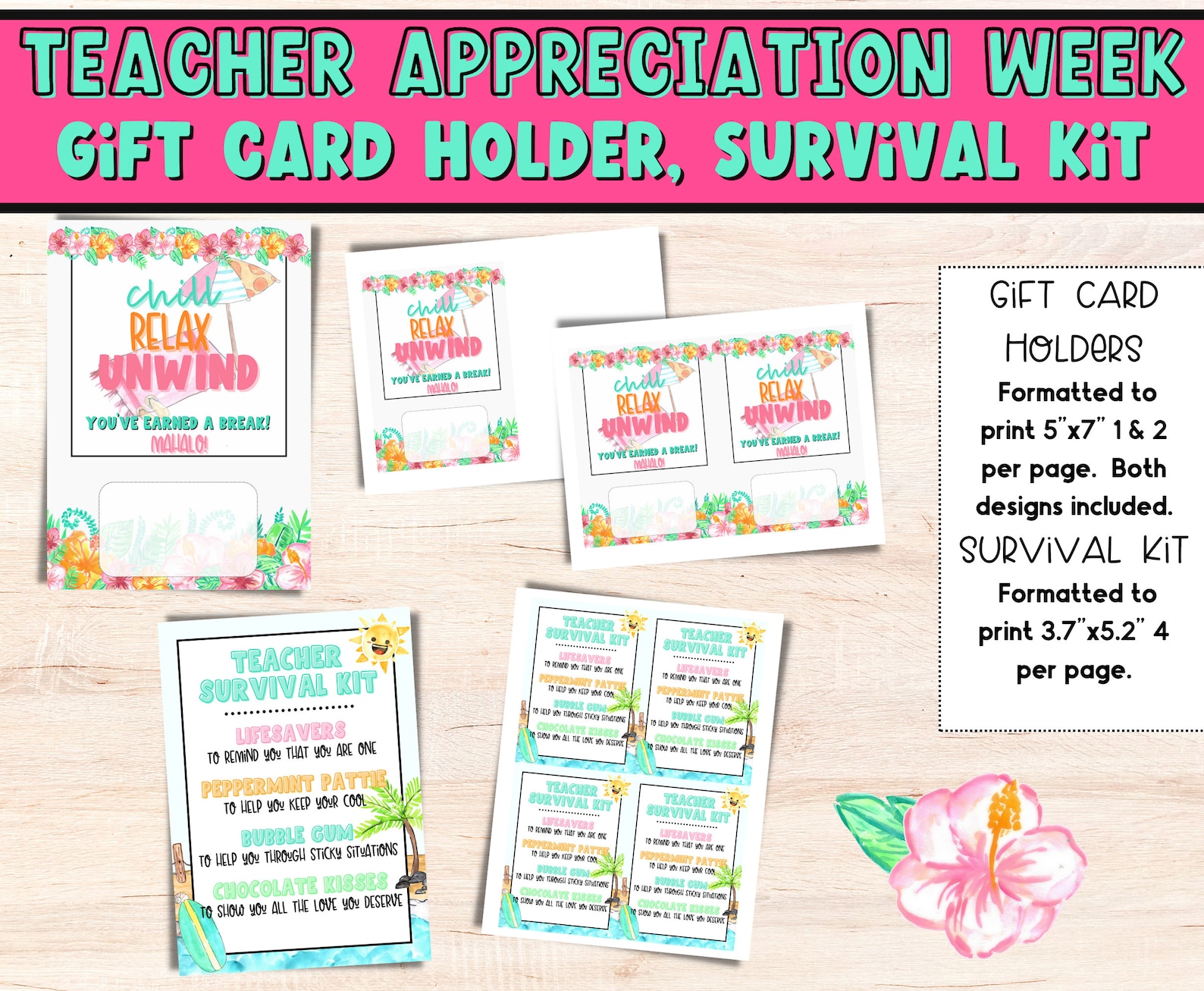 Hawaiian Teacher Appreciation Week Printable Editable Mahalo Mini ...