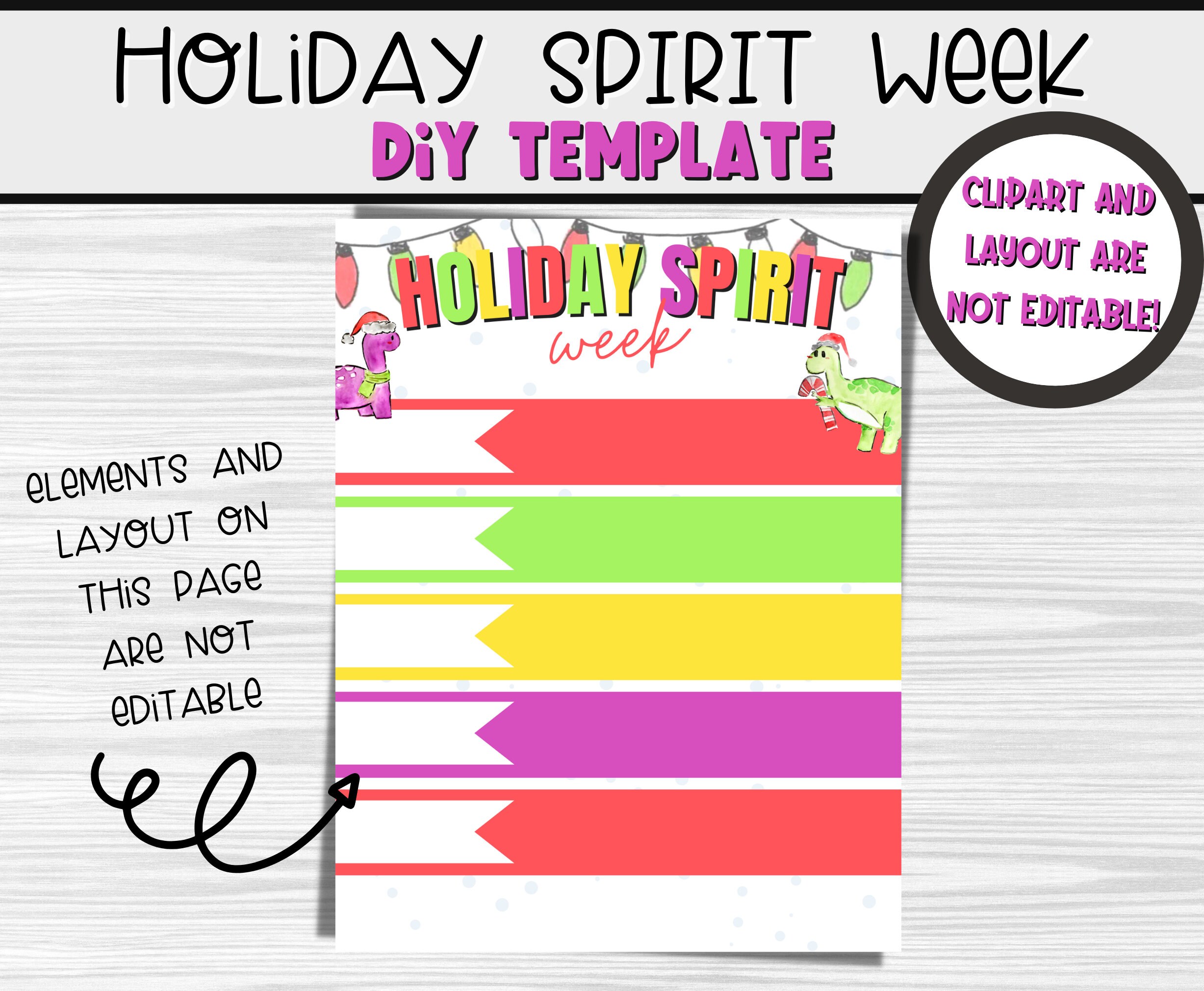 Holiday Spirit Week Editable Itinerary Schedule Printable - Etsy