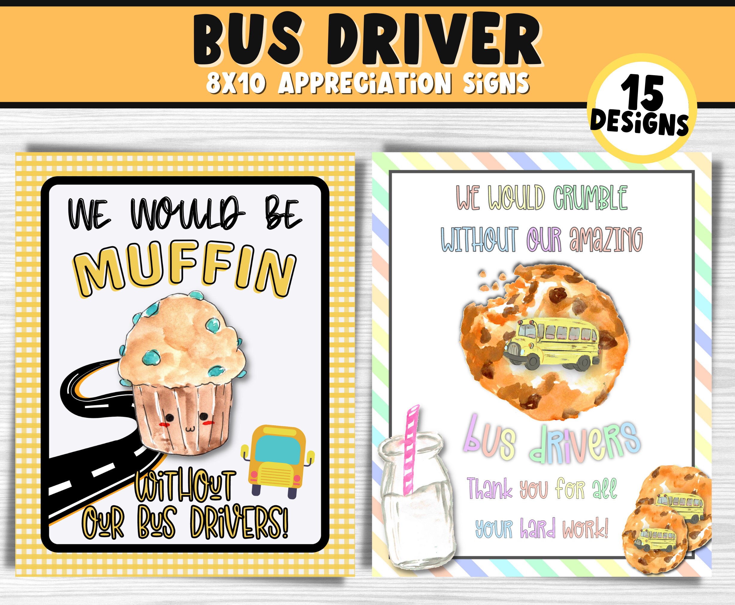 Bus Driver Appreciation Sign Bundle | Bus Driver Safety Week | Muffin ...