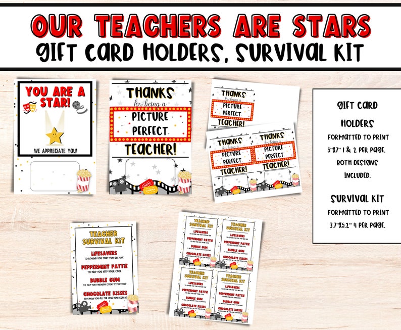Movie Star Theme Teacher Appreciation Week Printable Editable Bundle ...