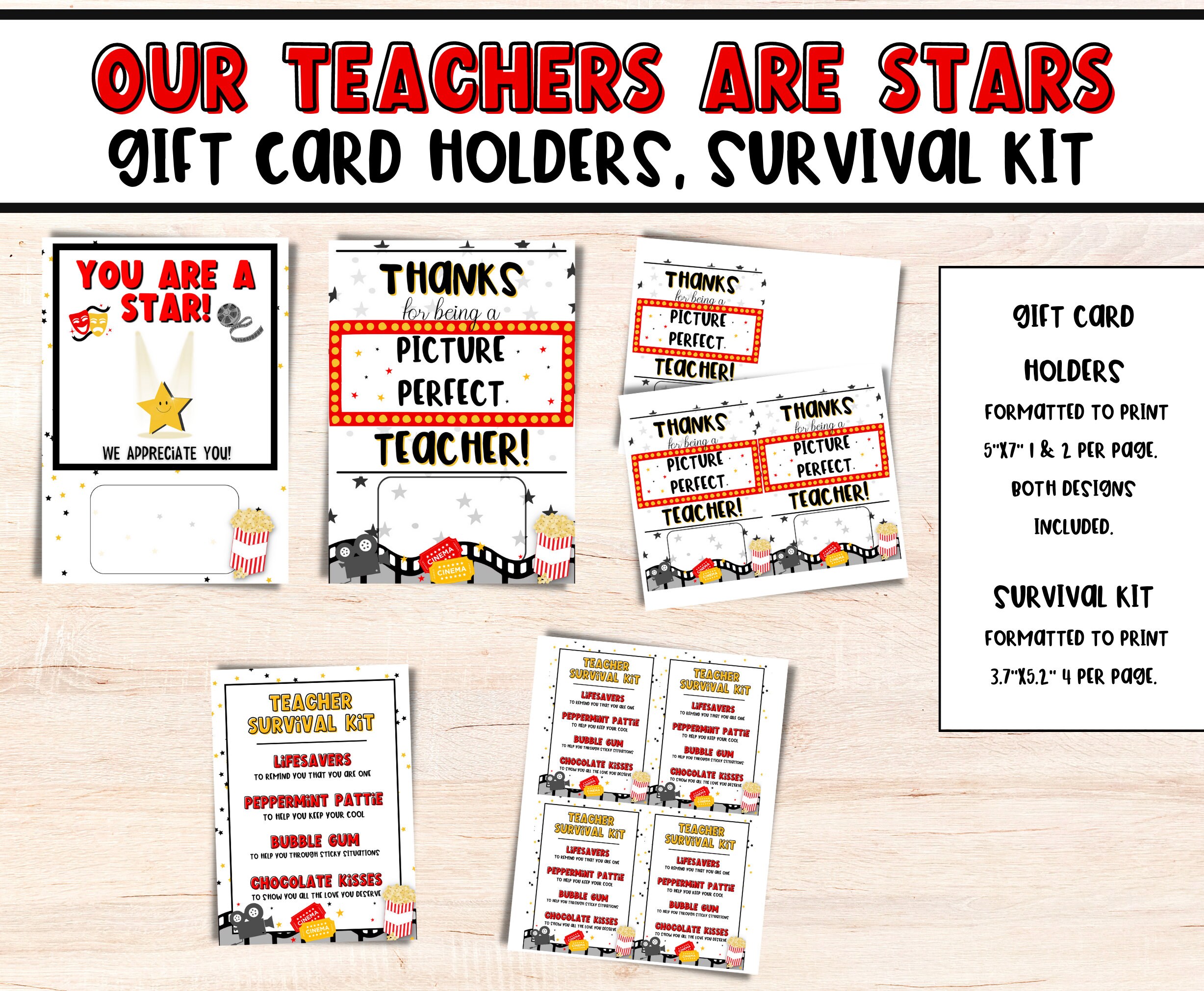 Movie Star Theme Teacher Appreciation Week Printable Editable Bundle ...