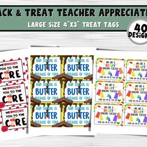 Snack & Candy TEACHER APPRECIATION Printable Tags | Large Size 4"x3 ...