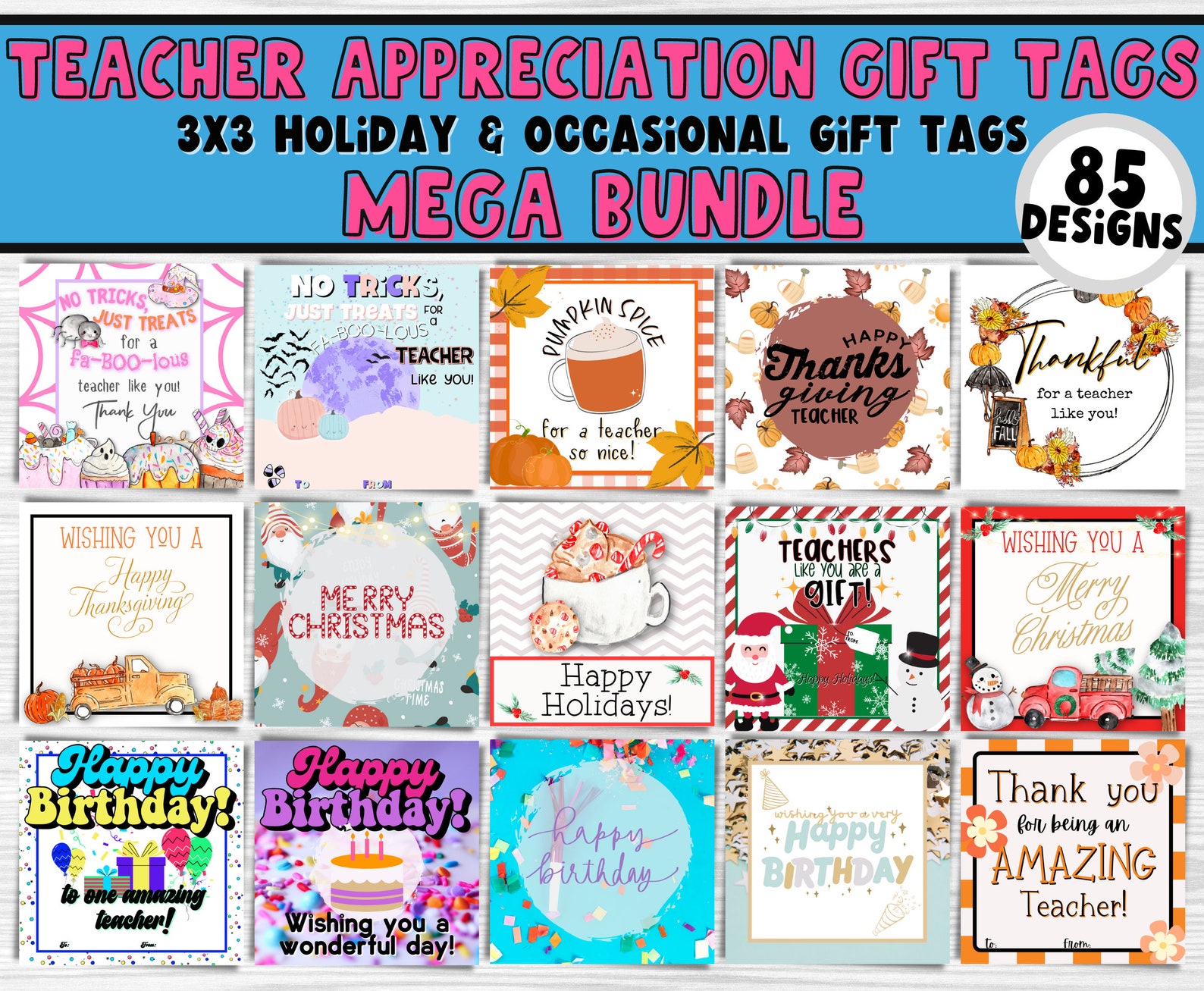 School STAFF & TEACHER Appreciation Gift Tag Bundle Printable Tags for ...