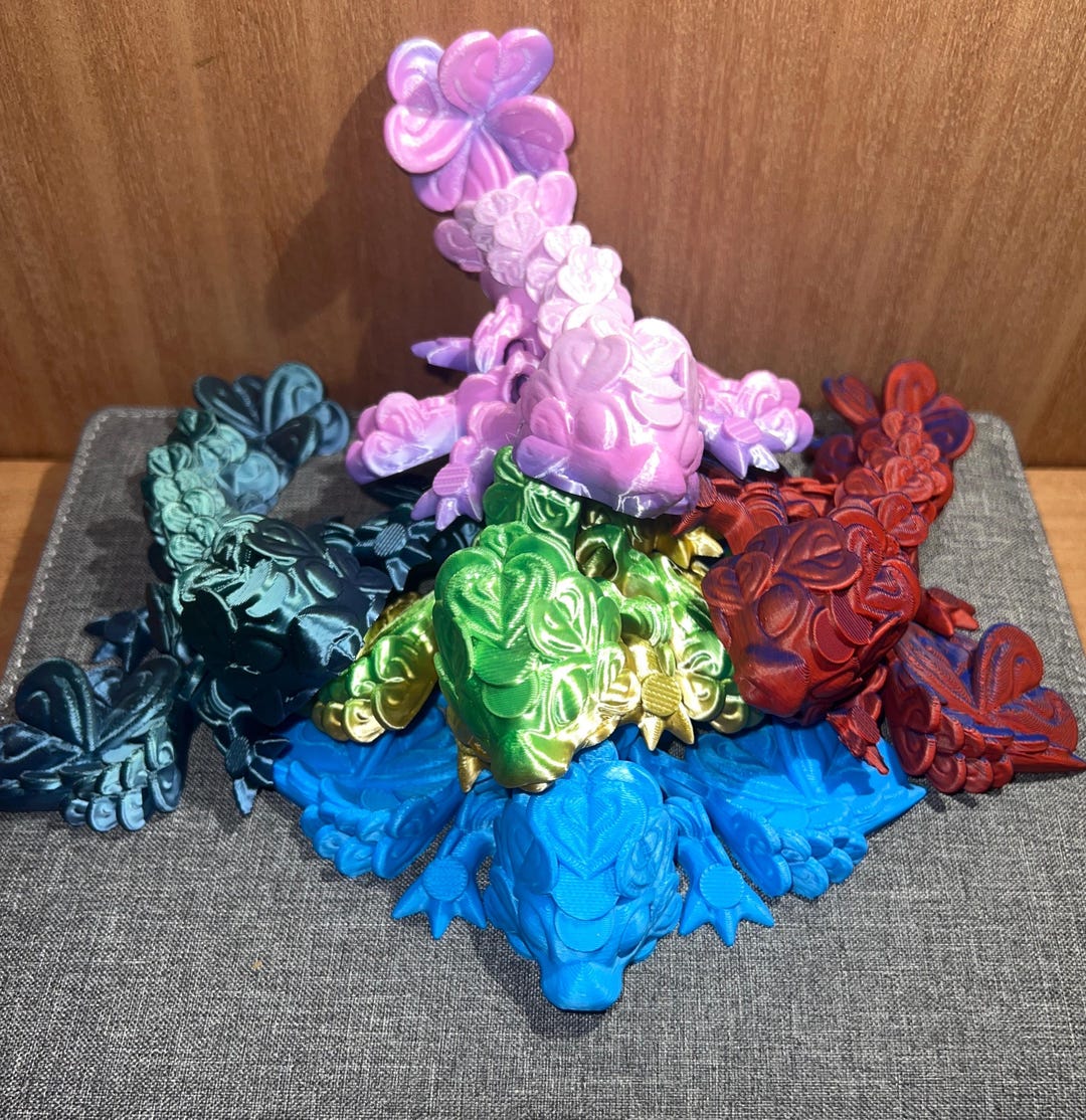 Clover Dragon/articulated Clover Dragon/3d Printed Clover Dragon - Etsy