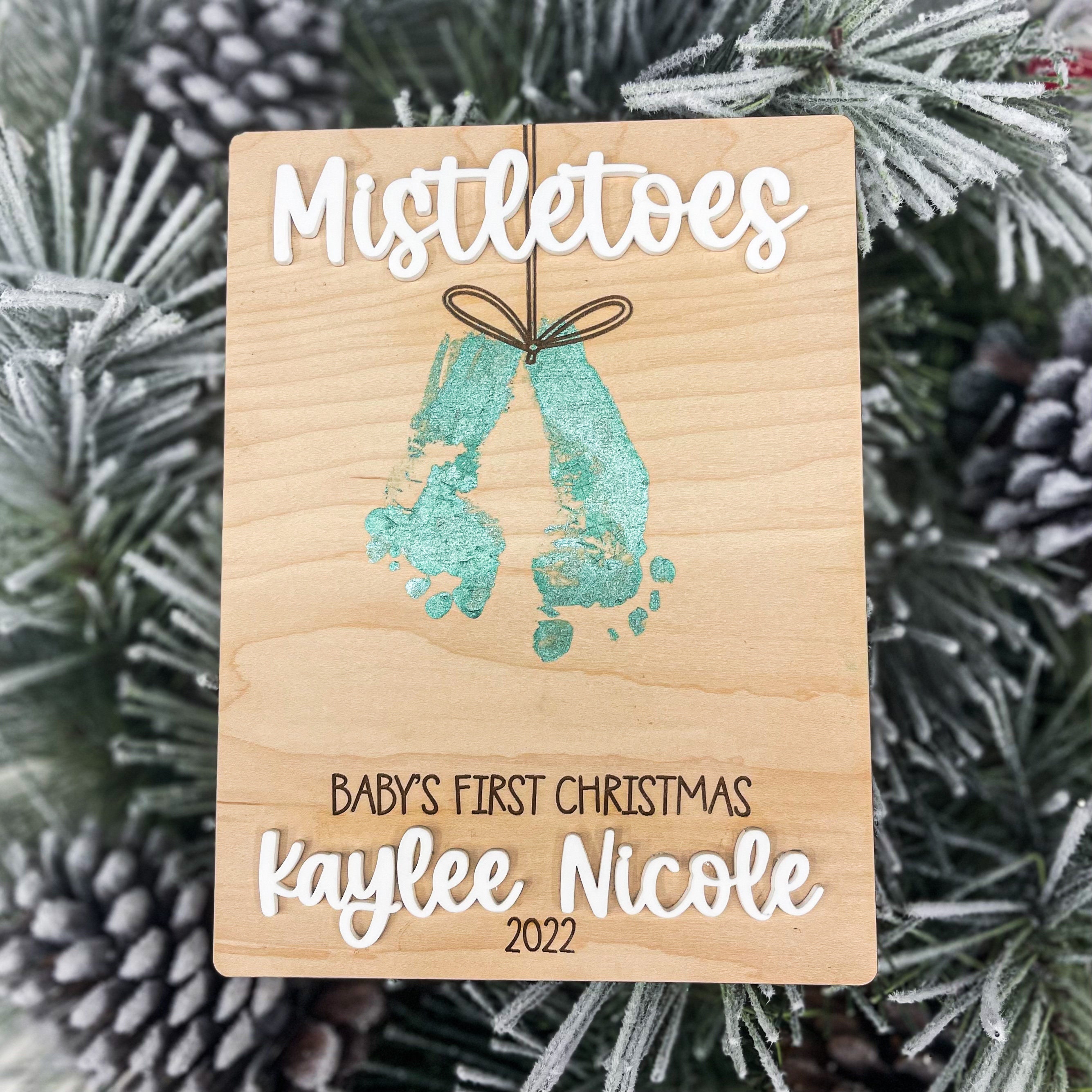 Mistletoes Baby Footprint Mistletoe Craft Baby's First Christmas Craft ...