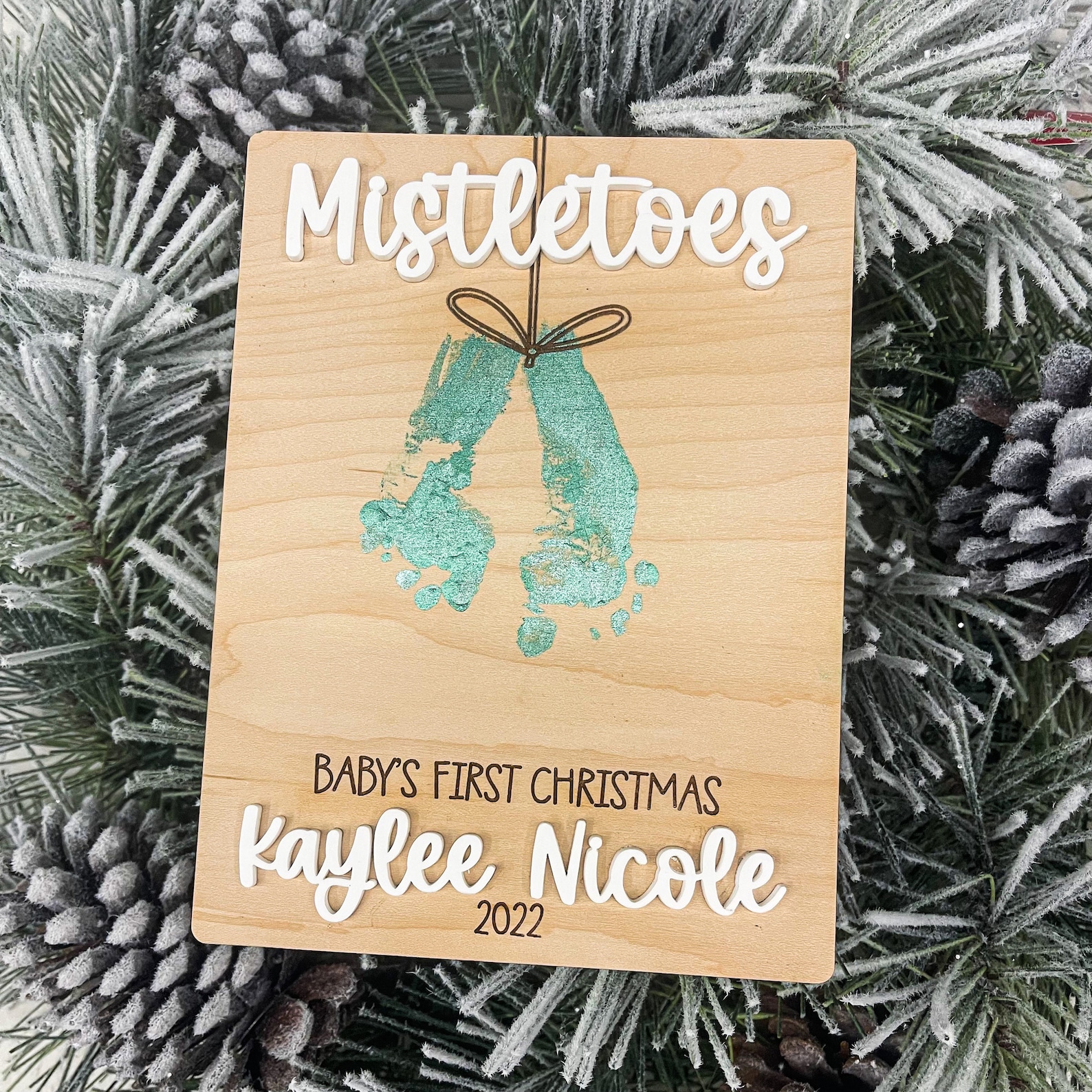 Mistletoes Baby Footprint Mistletoe Craft Baby's First Christmas Craft ...