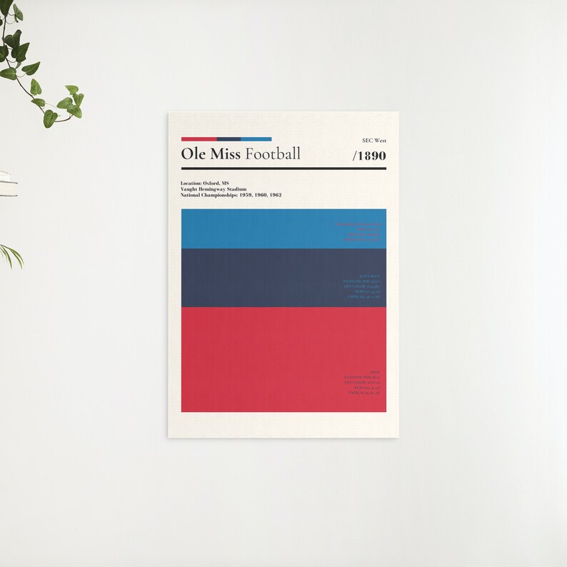 University of Mississippi Football Art Ole Miss Football SEC Poster ...