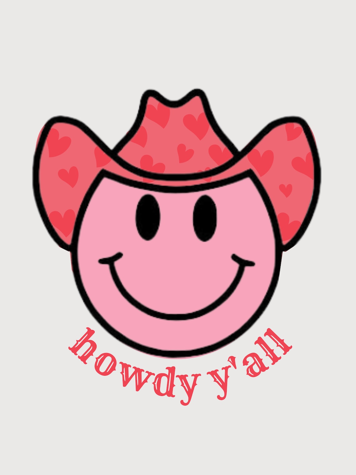 Smiley Face Cowgirl Print - Etsy