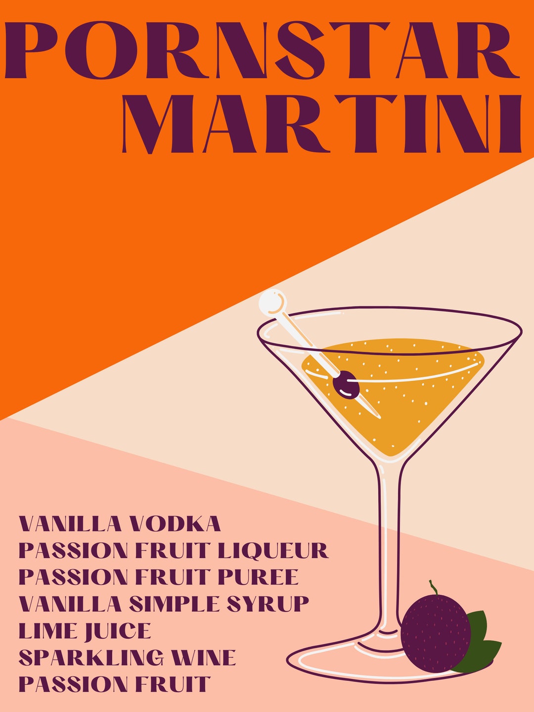 Pornstar Martini Cocktail Poster - Etsy