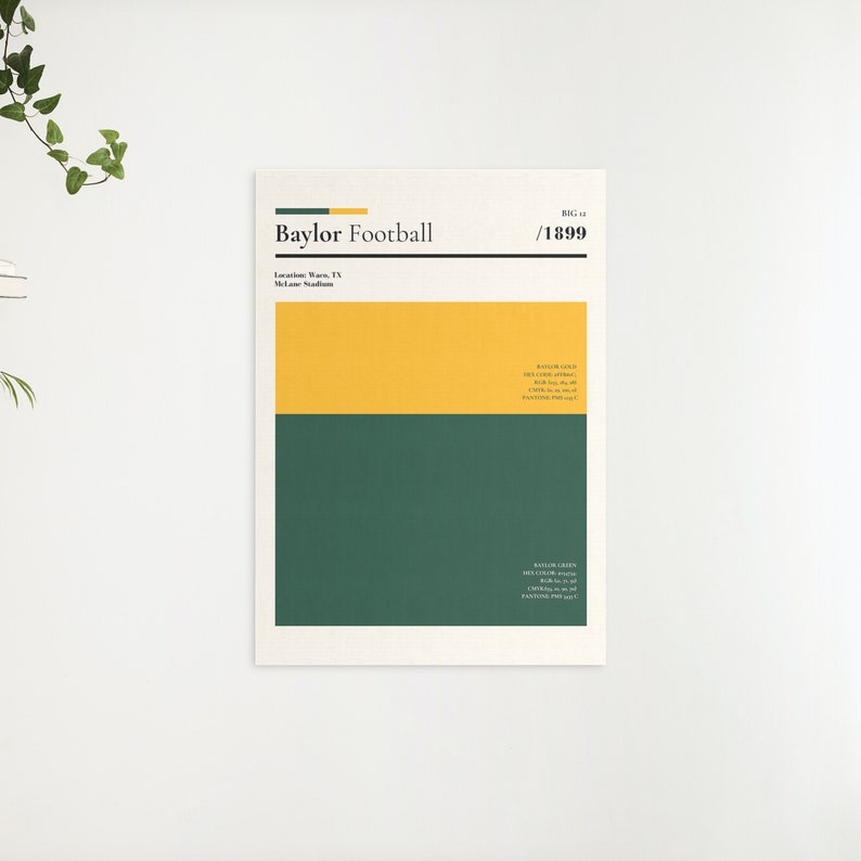 Baylor Football Art Big 12 Poster Downloadable Wall Art College ...