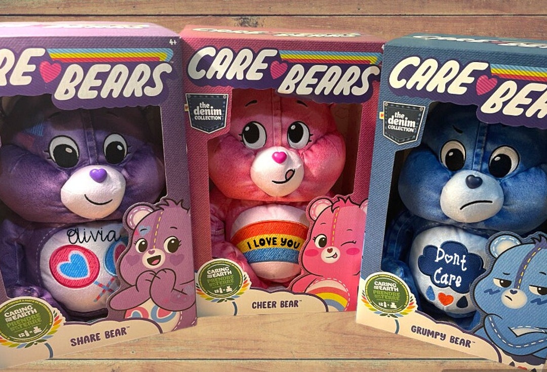 Denim Care Bear Plush Personalization Medium Size Free Shipping - Etsy