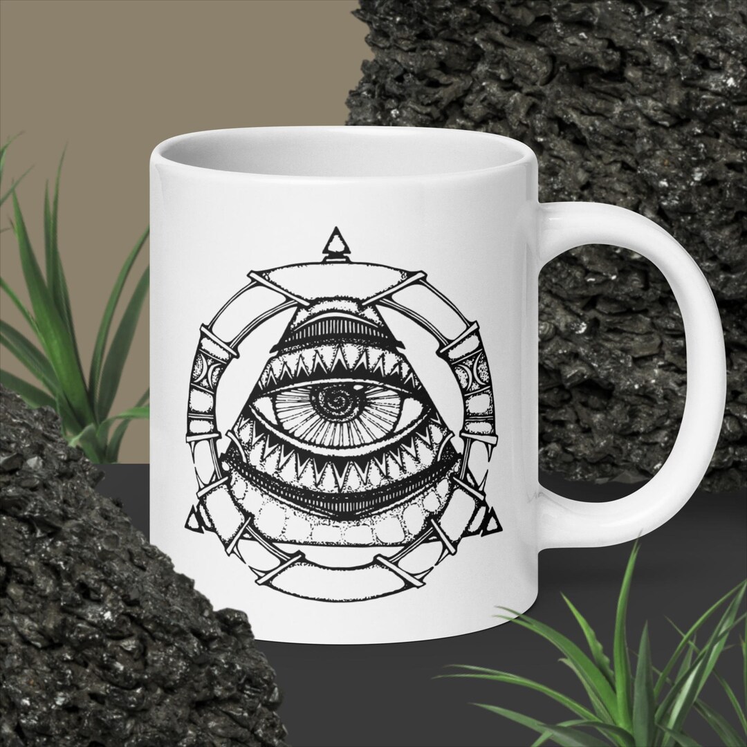 Eye in the Pyramid, White Glossy Mug, Magick Mug, Witchy Mug, Original ...