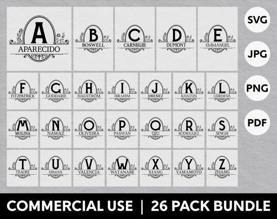 Monogram SVG Bundle Split Monogram Clip Art File Split Frame - Etsy