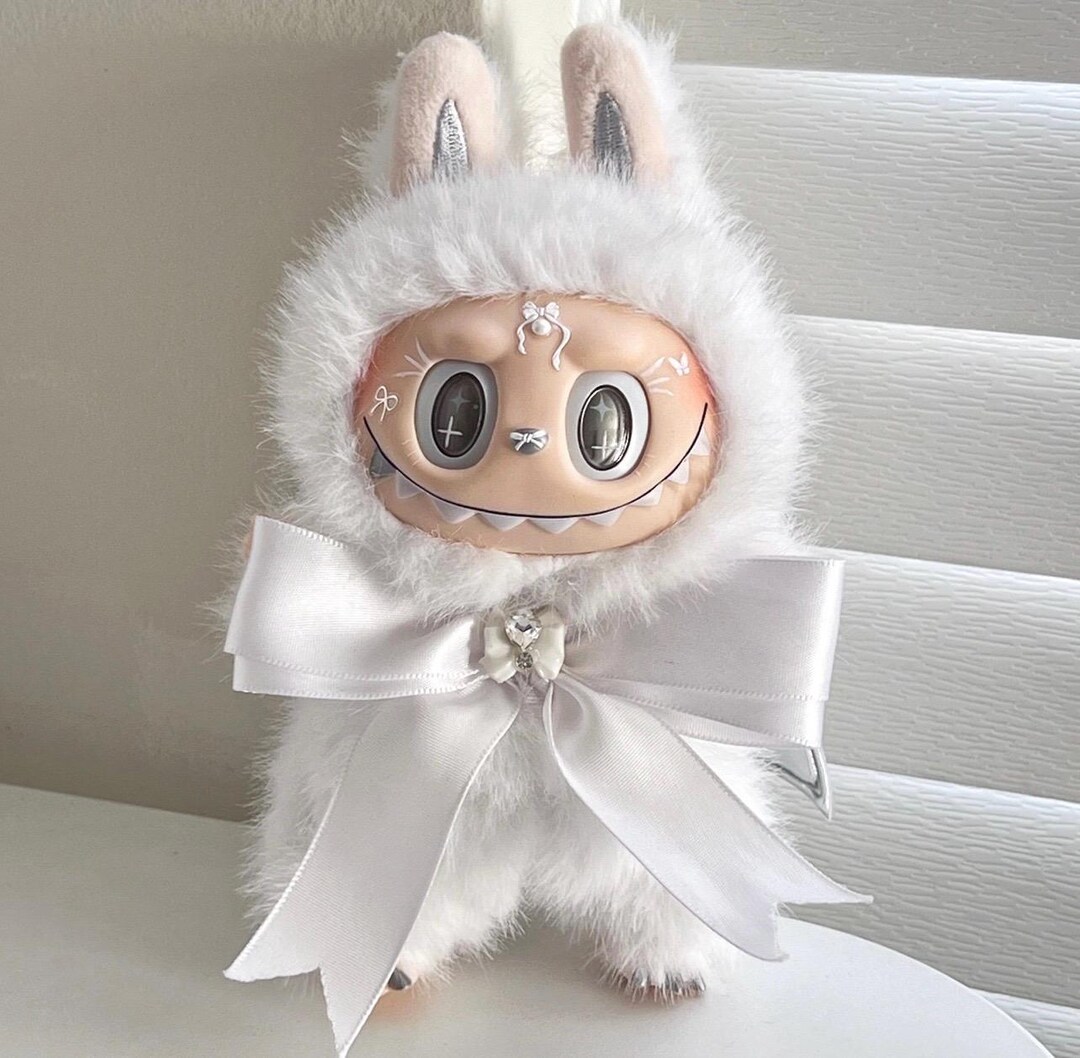 Labubu Original Angel in Cloud White Bow Handmade Modification Cute - Etsy